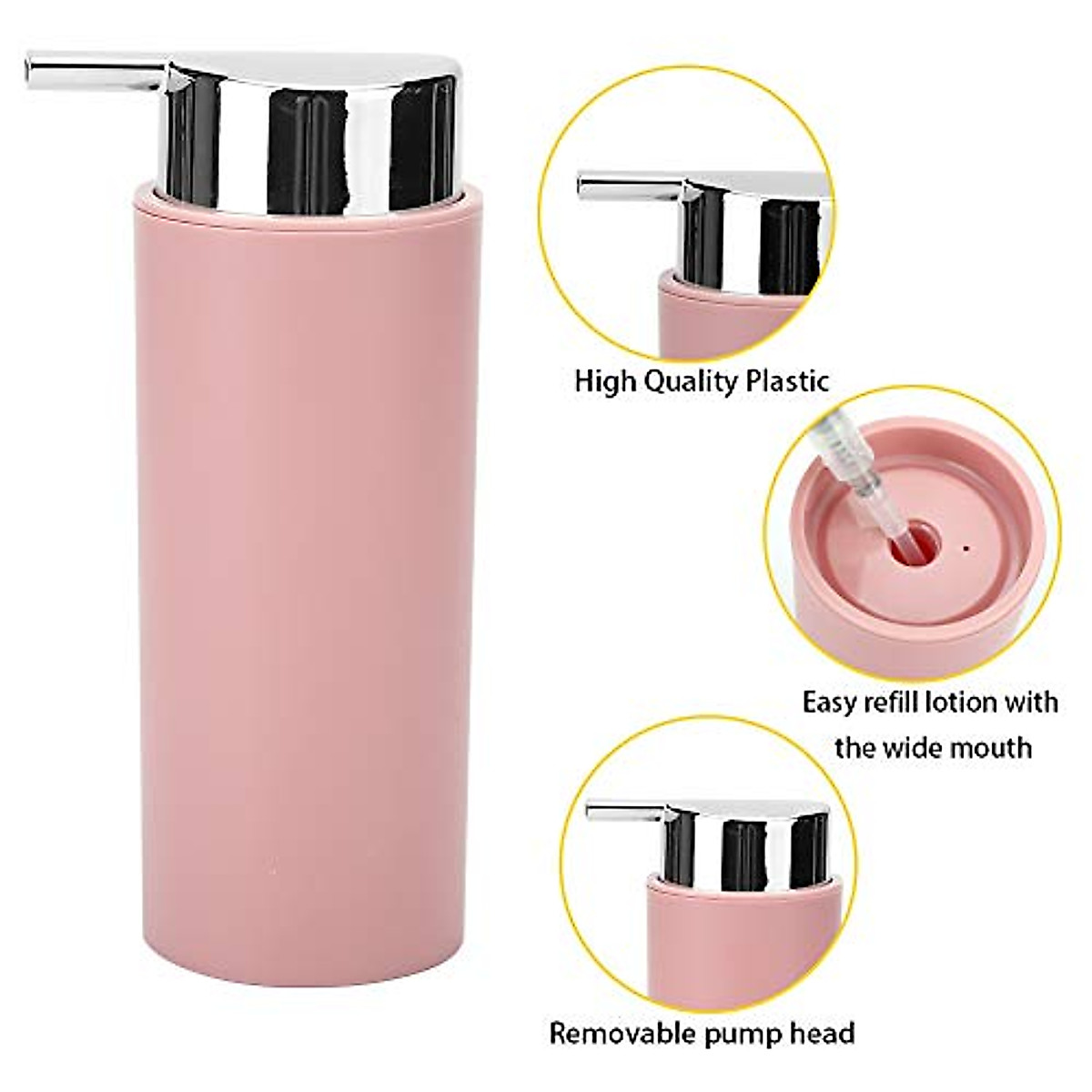 Otostar 6 Piece Bathroom Accessories Set Plastic Bath Accessories Lotion Bottles,Toothbrush Holder, Soap Dish,Toilet Brush with Holder,Trash Can,Tooth Mug Decorative Housewarming Gift (Pink)