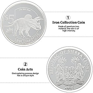 TOYANDONA 2pcs Dinosaur Commemorative Coins Embossed Dinosaur Challenge Coin Commemorative Coins Triceratops