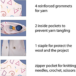 Knitting Tote Bag Lightweight Travel Knitting Yarn Storage Bag Organizer Empty Portable Knit Wrist Bag for Holding Yarn, Crochet Hooks, Crochet Needles, Knitting and Crochet Supplies