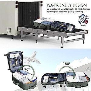 Beraliy Travel Backpack for Men Women, Airline Approved Personal Bag,17 Inch Laptop Backpack, Carry On Backpack for Hiking Overnight with USB Charging Hole, Olive-green