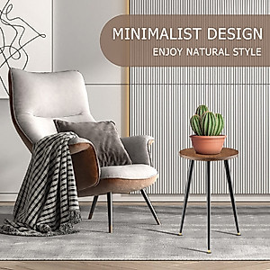 KINNARY Tall Plant Stand Indoor, Mid Century Wood Plant Stand Plant Table for Flower Pots, Heavy Duty Metal Plant Holder, Modern Home Decor Small Round Side End Table (11.8"x20")