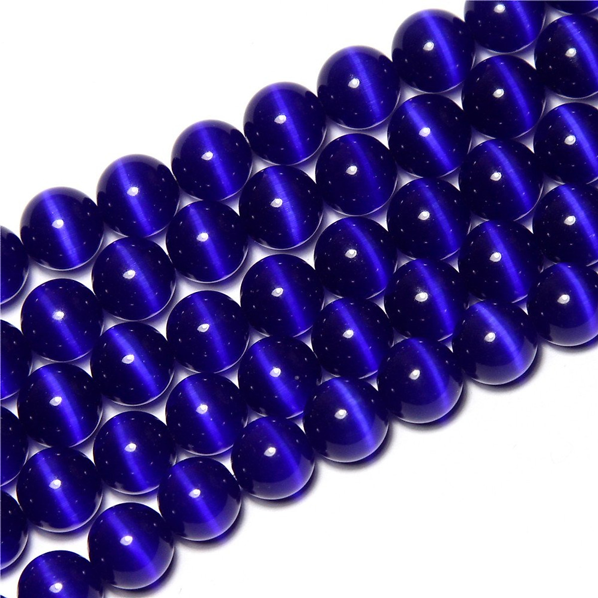8mm Round Dark Blue Cat Eye Beads Strand 15 Inch Jewelry Making Beads
