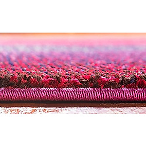 Unique Loom Estrella Collection, Gradient, Sunset, Abstract, Bright Colors Area Rug, 6' 1" x 6' 1", Pink/Gold