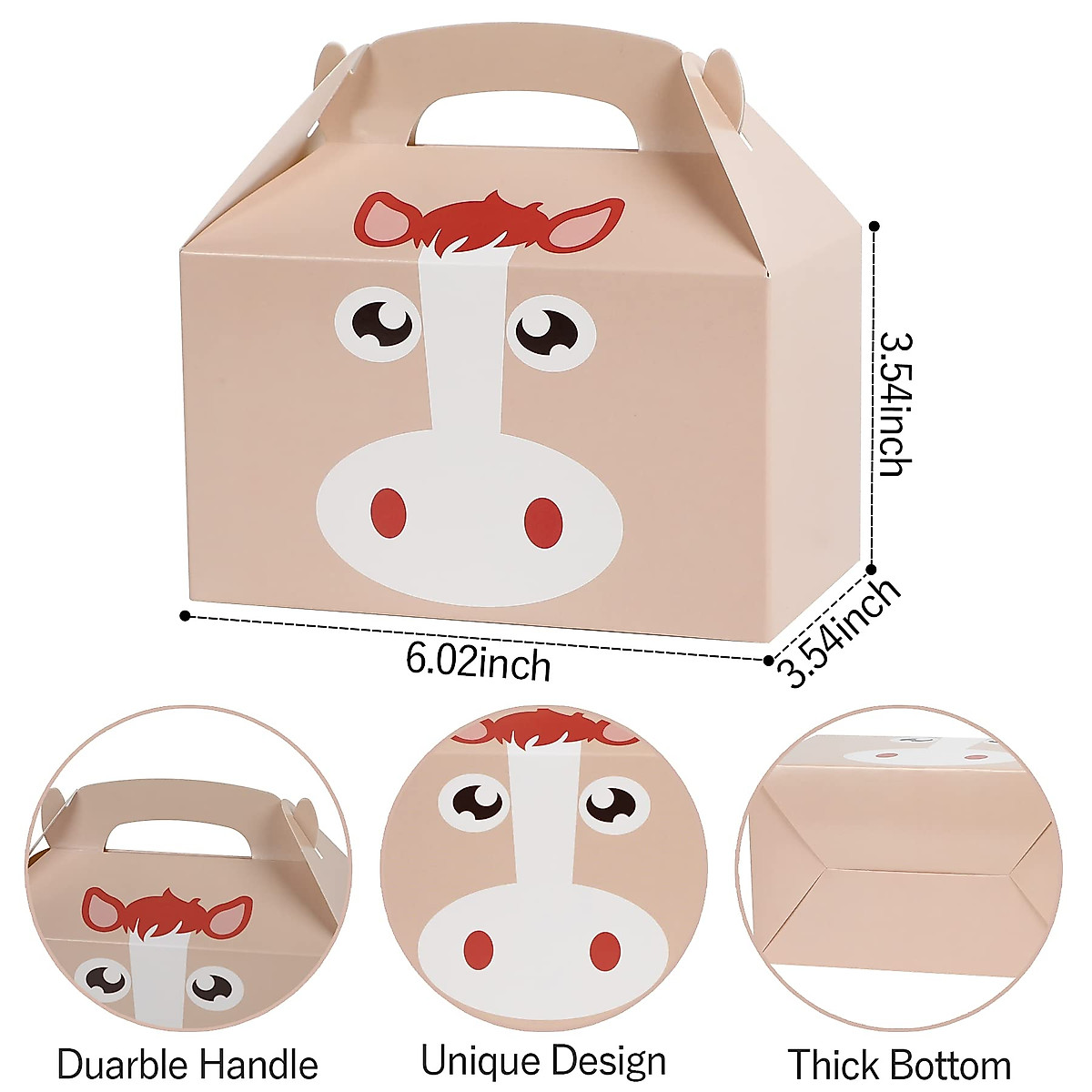 Erweicet Horse Party Favors 24 PCS Cow Horse Party Treat Boxes Cowboy Gift Box Cardboard Candy Cookies Snacks Boxes for Western Cowboy Cowgirl Themed Bithday Party Baby Shower Party Supplies