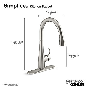 KOHLER Simplice Response Touchless Pull Down Kitchen Faucet in Stainless Steel, K-22036-VS