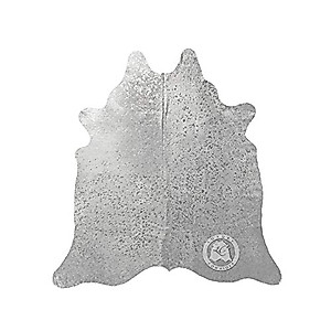 Genuine Metallic Silver On Off White Cowhide Rug 6 x 8 ft. 180 x 240 cm