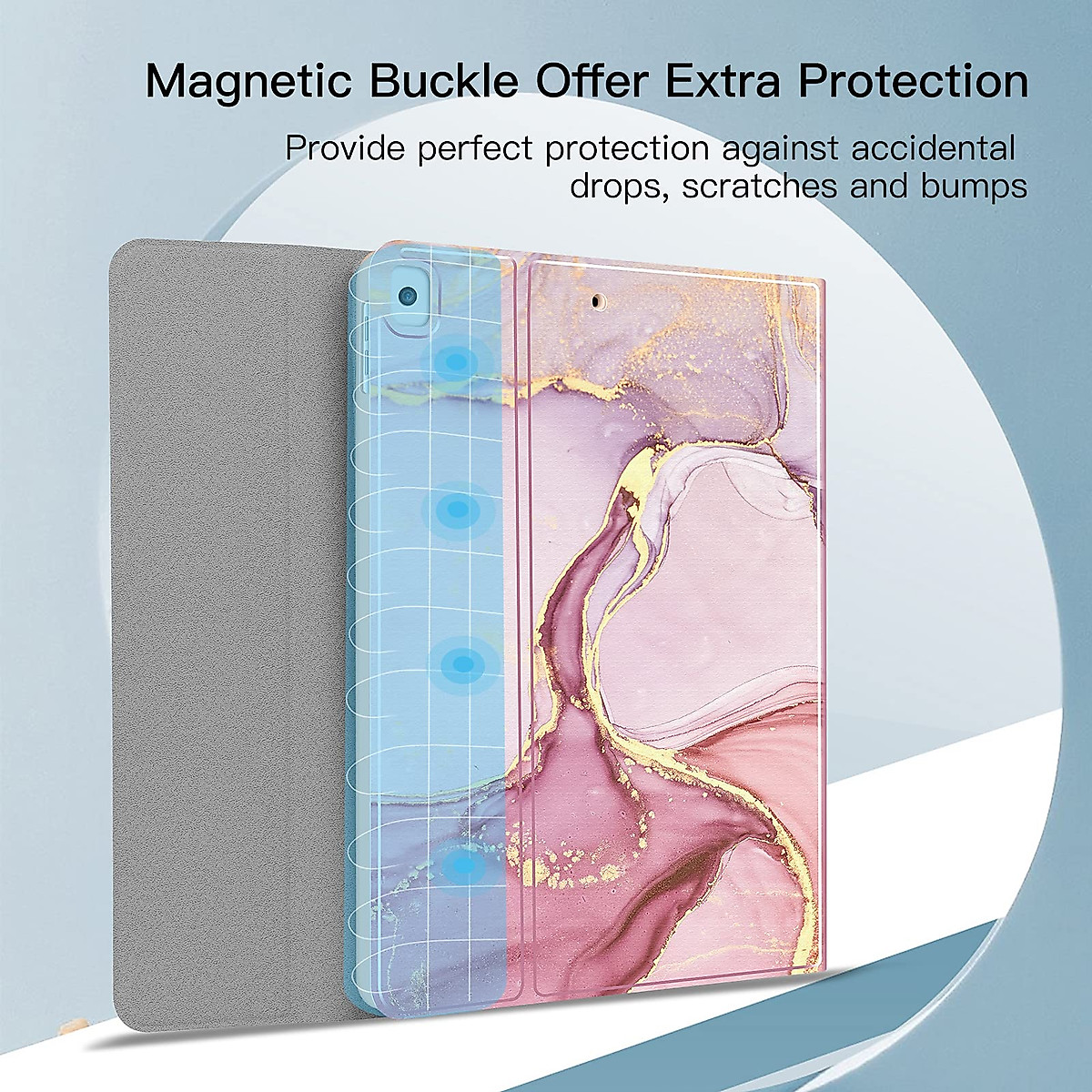 Backlit Keyboard Case for iPad 10.2 9th 8th 7th Generation - Wireless Detachable Keyboard Thin Slim Smart Folio Stand Tablet Cover Case for iPad 10.2 Inch/iPad Air 10.5"(3rd Gen)/iPad Pro 10.5", Pink