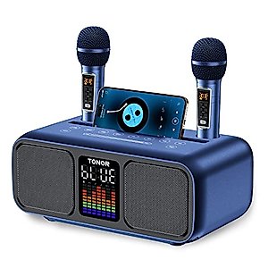 TONOR Karaoke Machine for Adults, Portable Bluetooth PA Speaker with 2 UHF Wireless Microphones and LED Lights, Supports BT/AUX/USB/Type C/TF Card, PA System for Party, Home Karaoke, Outdoor/Indoor K9