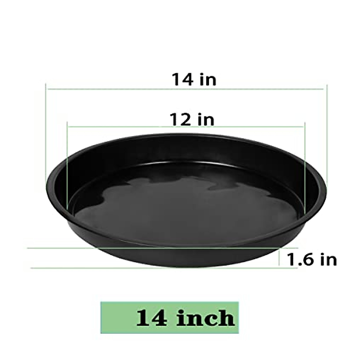 Angde 6 Pack of 14 inch Plant Saucer (12 Inch Base), Plant Tray 14 Inch Round, Plant Saucers for Indoors, Plant Trays for Pots, Plant Flower Pot Saucers, Pot Saucers for Planter 11-14" (Black)