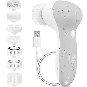 Facial Cleansing Brush Face Scrubber: USB Rechargeable IPX7 Waterproof Electric Spin Cleanser brush with 7 Brush Heads, Face Brushes for Cleansing and Exfoliating, Massaging