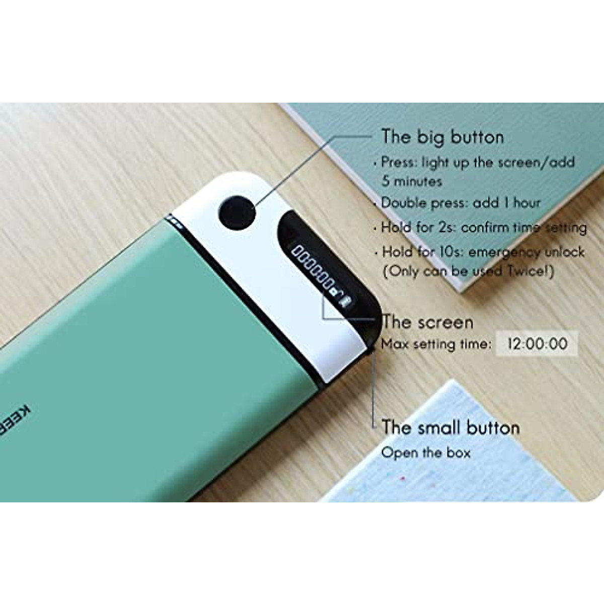Portable Lock Box with Timer for iPhone and Android Phone, Help to Be Self-Discipline and Focus to Achieve Goals, Prevent Phone Addiction (M, Green)