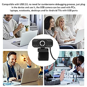 Camera 1080P 30 Fps for Video Calling Gaming with Auto Light Color Correction, Dual Noise Canceling Microphone for Windows, for, for Android, for Linux