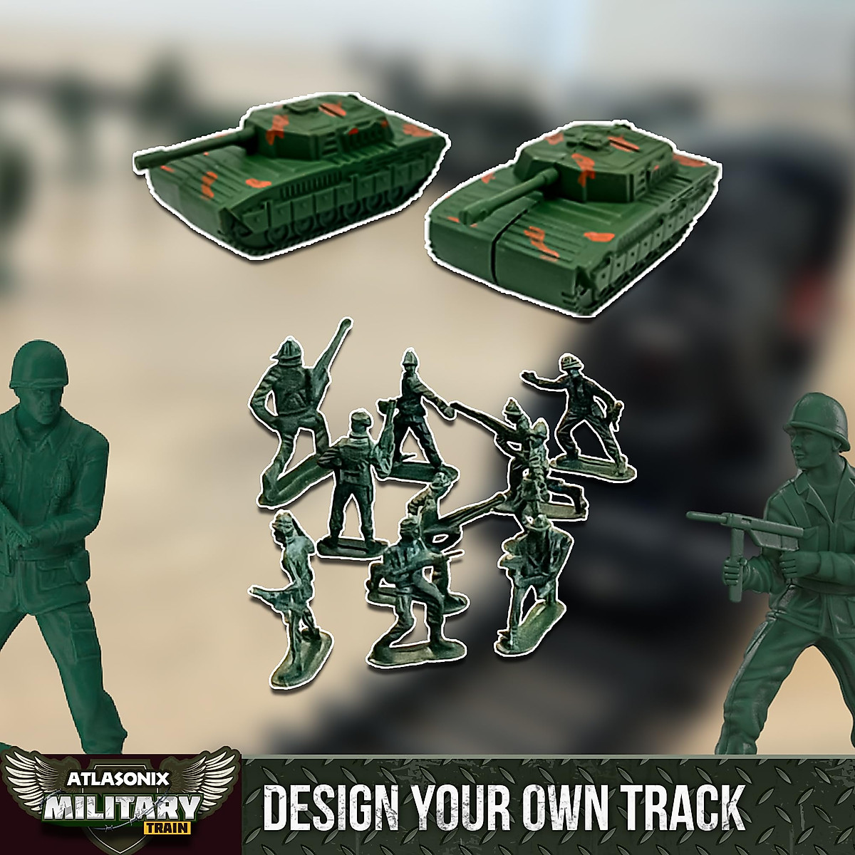 USA Electric Train Set for Kids Ages 3-8 - Military Toy Polar Train Model with Helicopter, Tank, Soldiers & Tracks for Boys - Fun Birthday Toy for Ages 4-7