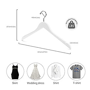 Nature Smile Solid Gugertree Wood Shirt and Dress Hangers with Notches with Antirust Chrome Hook Pack of 10 (White)