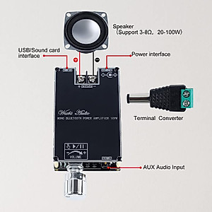 Bluetooth-Compatible Amplifier Board, PEMENOL TWS DC 7-24V 100W Mono Audio Power Amplifier Module with Box Matching Function Support AUX/Bluetooth-Compatible/USB for DIY Electronic Kit Car Store Home