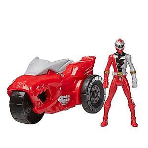 Power Rangers Dino Fury Rip N Go T-Rex Battle Rider and Dino Fury Red Ranger 6-Inch-Scale Vehicle and Action Figure, Toys Kids 4 and Up