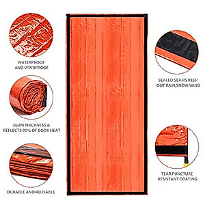 Esky Emergency Sleeping Bag, 2 Pack Survival Bag Portable Thermal Bivy Sack, Waterproof Lightweight Emergency Blanket Survival Gear with Compass and Whistle for Camping Hiking Outdoor Adventure