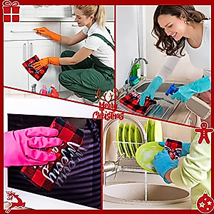 Tudomro 3 Pack Christmas Kitchen Dish Towels Red and Black Plaid Bathroom Hand Towels Buffalo Check Hand Dish Cloths Xmas Soft Washcloths for Home Holiday Party Decor, 23.6 x 15.7 Inches