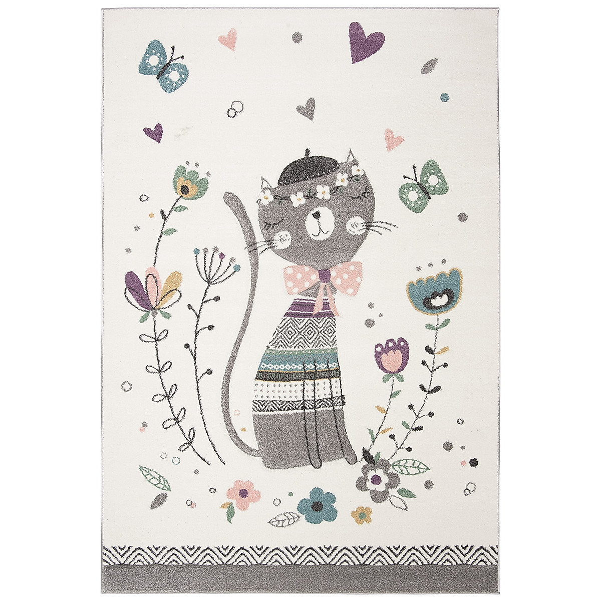 SAFAVIEH Carousel Kids Collection Area Rug - 5'3" x 7'6", Ivory & Pink, Non-Shedding & Easy Care, Ideal for High Traffic Areas for Boys & Girls in Playroom, Nursery, Bedroom (CRK187A)