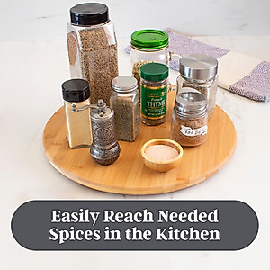 TB Home 14” Bamboo Lazy Susan Organizer for Kitchen, Turntable for Cabinet, Table or Pantry