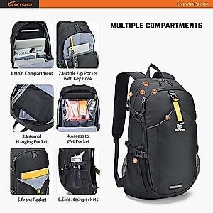 SKYSPER Packable Hiking Backpack 40L Lightweight Waterproof Backpack Travel Daypack for Men Women(Black)