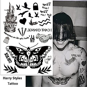 Harry Inspired Temporary Tattoo Bundle Harry Costume Cosplay Tats With Butterfly, Ship, And Nail Pattern Body Paint Styles Tattoos