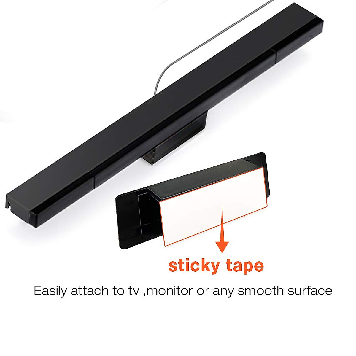 SOONORY USB Wired Wii Sensor Bar, Replacement Infrared IR Ray Motion Sensor Signal Receiver for Nintendo Wii and Wii U Console with Stable Stand(Black)