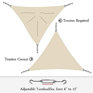 Amgo 8' x 8' x 8' Beige Triangle Sun Shade Sail Canopy Awning Shelter Fabric ATNAPT8 - UV Block UV Resistant Heavy Duty Commercial Grade - Outdoor Patio Carport - (We Customize)