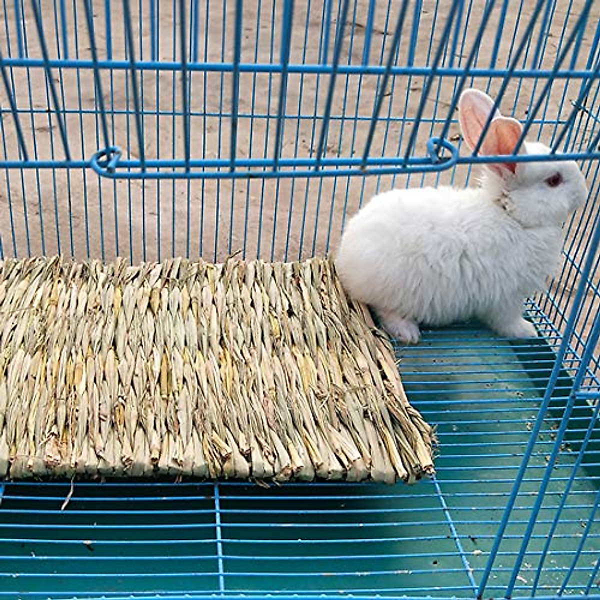PINVNBY 6 Pack Rabbit Grass Mat, Bunny Natural Straw Woven Bed, Small Animal Cages Hay Nest Sleeping, Chewing, Nesting and Toys for Guinea Pig Hamster and Rat Bed Mat