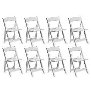 TentandTable White Resin Stackable Folding Chairs | 8 Pack | Heavy Duty | 300-Pound Capacity | for Banquets, Weddings, and Events