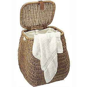 KOUBOO Bulging Wicker 2 Load Capacity Laundry Hamper with Liner