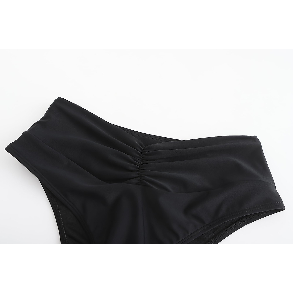 Zohamung Womens Retro High Waisted Bikini Bottoms Brazilian Cheeky High Cut Tankini Briefs Gray Black