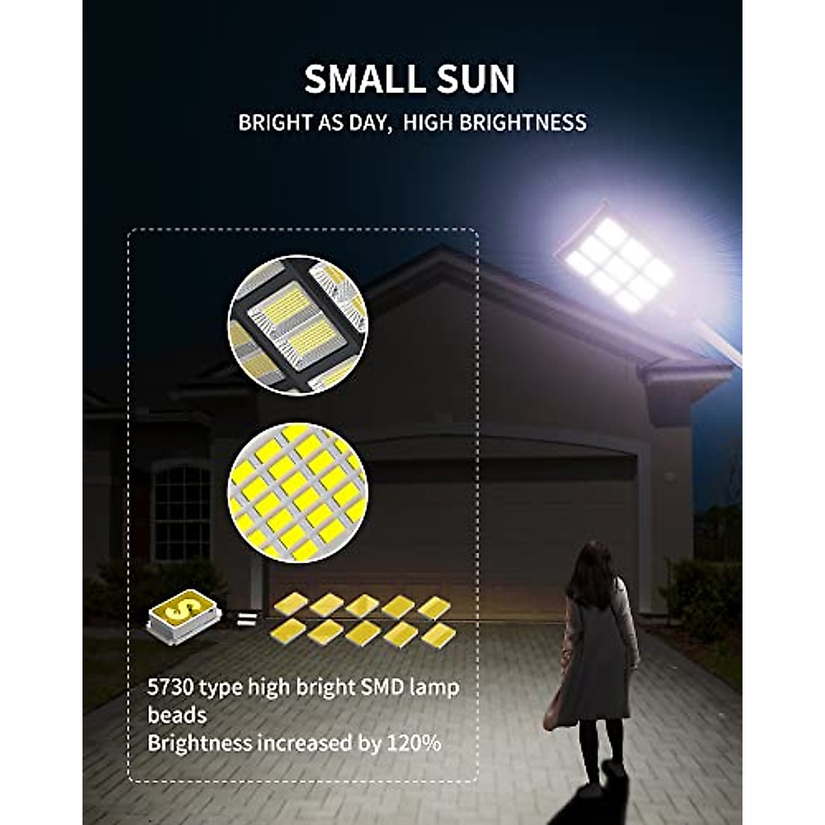 OKPRO Solar Street Lights Outdoor - 1000W Solar Parking Lot Lights, 7000K LED Solar Lights, Dusk to Dawn, Motion Sensor,IP66 Waterproof, Commercial Grade