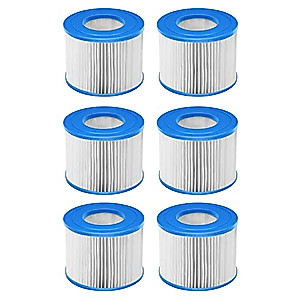 GYMAX Type VI Hot Tub Filter Replacement, 6 Pack Spa Filter Cartridge Compatible with GYMAX & Most Hot Tub, Massage Pool, Inflatable Pool, Swimming Pool (6, 4” x 4" x 3")