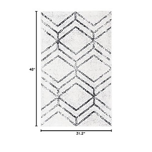 SAFAVIEH Adirondack Collection Accent Rug - 2'6" x 4', Ivory & Grey, Modern Geometric Distressed Design, Non-Shedding & Easy Care, Ideal for High Traffic Areas in Foyer, Living Room, Bedroom (ADR253A)