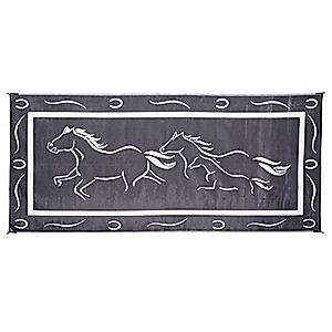 Stylish Camping GH8111 Black/White 8-Feet x11-Feet Galloping Horses Mat