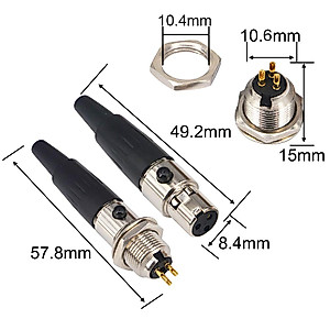 onelinkmore DIY 3 Pin Mini XLR Connector TA3F Audio Microphone Adapters with Plug Chassis Mount Mini XLR Jack 3 Pin Mini XLR Cable Ends Replacement F-Plug Audio Socket for Pro Microphones 2 Sets