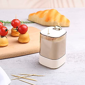 Toothpick Holder Dispenser——2pcs Pop-Up Automatic Toothpick Dispensers with 1,000 Toothpicks for Home Livingroom Kitchen Restaurant, Thickening Toothpicks Container, Novelty Sturdy Secure Toothpick Storage Box (A-WHITE*2)