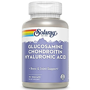 SOLARAY Glucosamine Chondroitin Hyaluronic Acid | Healthy Joint Comfort & Mobility with Vitamin C | 30 Serv, 90 VegCaps