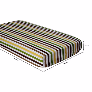 Bacati Crib Fitted Sheets, Mod Stripes Green/Yellow/Chocolate (Pack of 2)