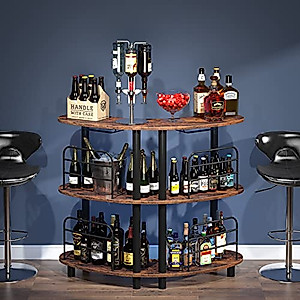 LITTLE TREE Bar Table Bat Cabinet, 47.24" L ×11.81" W × 41.73" H, Rustic Brown