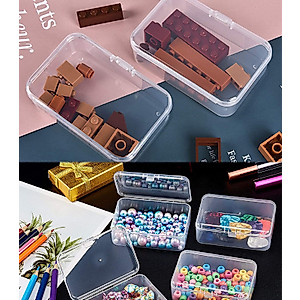 ODOOKON 30pcs Rectangle Mini Clear Plastic Storage Containers Box Case with lid for Small Items, Bead, Jewelry, and Other Craft Projects (M: 3.3 * 2.1 * 0.9inch)