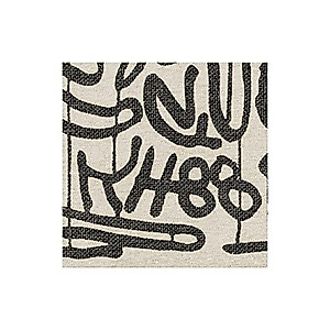 RUGGABLE x Keith Haring Washable Rug - Perfect Area Rug for Living Room Bedroom Kitchen - Child Friendly - Stain & Water Resistant - Freestyle Black & Ivory 3'x5' (Standard Pad)