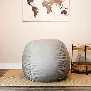 Big Joe Fuf Medium Foam Filled Bean Bag Chair with Removable Cover, Fog Lenox, Durable Woven Polyester, 3 feet Big