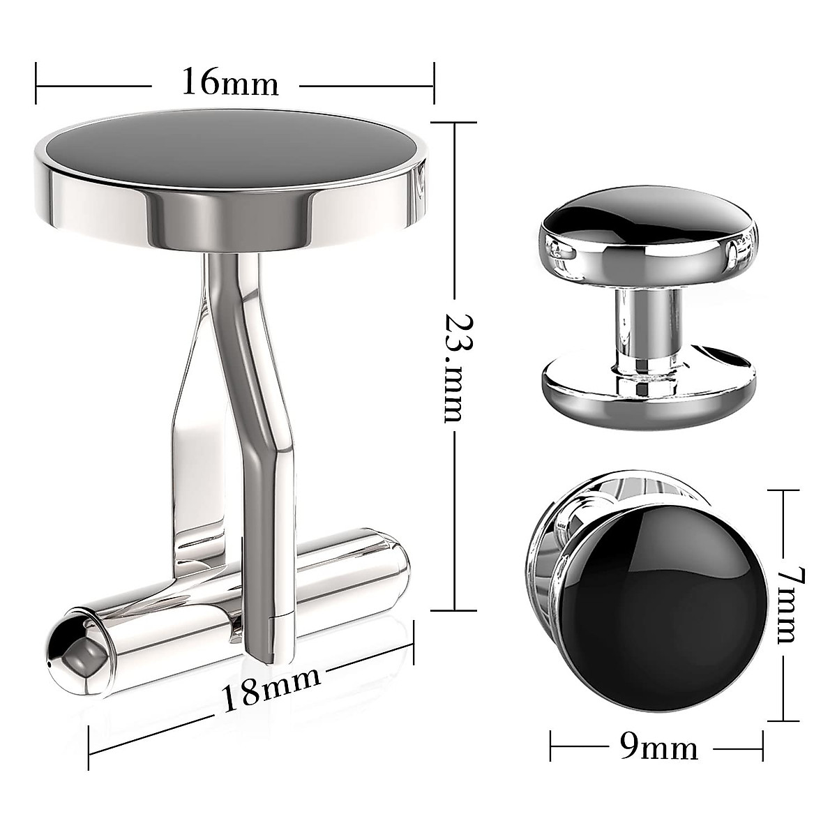 UHIBROS Cufflinks For Men, 316L Stainless Steel Tuxedo Shirt Cuff Links Accessories, Unique Business Groom Wedding Black Silver Gold Jewelry for Son, Father, Husband, Boyfriend