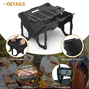 HYPATA 20 Inch Fire Pits for Outside,Portable Fire Pit for Camping,2 in 1 Metal Fire Pit Stove Backyard Patio Garden Fireplace for Camping, Outdoor Heating, Bonfire and Picnic