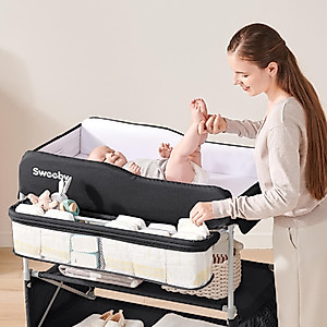 Sweeby Portable Baby Changing Table, Foldable Changing Table Dresser Changing Station for Infant, Waterproof Diaper Changing Table Pad Topper, Mobile Nursery Organizer for Newborn Essentials