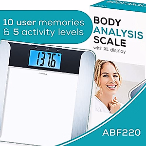 innoHaus Body Fat Analyzer Scale Bmi, Multi-User & Recognition, Digital Weight Scale, XL LCD Illuminated Display, ABF220, Silver