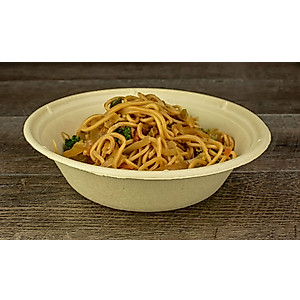 Tellus Products, Eco-Friendly (125-Count) 12 Oz Disposable Bowls - Compostable, Durable Tableware - Grown & Made in the USA - No PFAS Added (Natural Color)