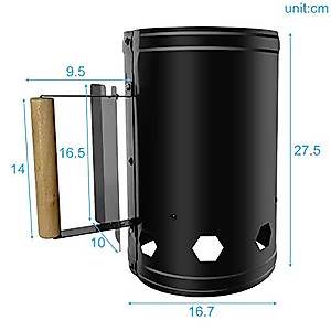 Feibrand Large Stainless Grill Charcoal Chimney Starter Coal Starter Chimney for Outdoor Grill Camping BBQ